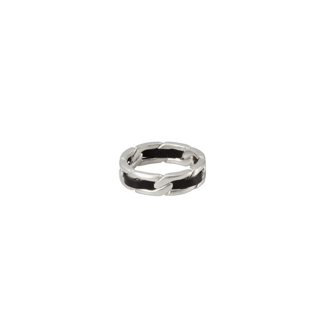 junajoux - Sence Copenhagen - Ring Poem Black Leather Matt Silber Leder ...